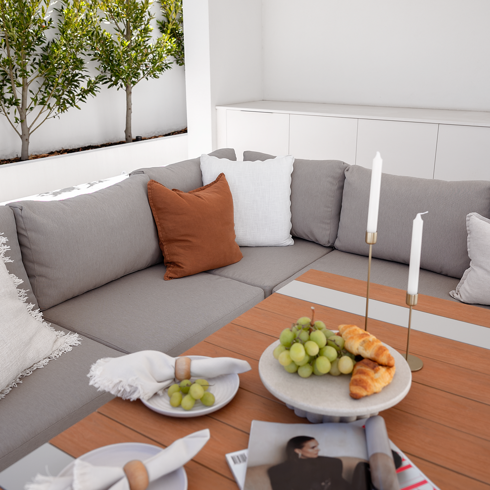 Outdoor Dining Lounge Set – Aluminium Frame – Warm White – Lucian ...